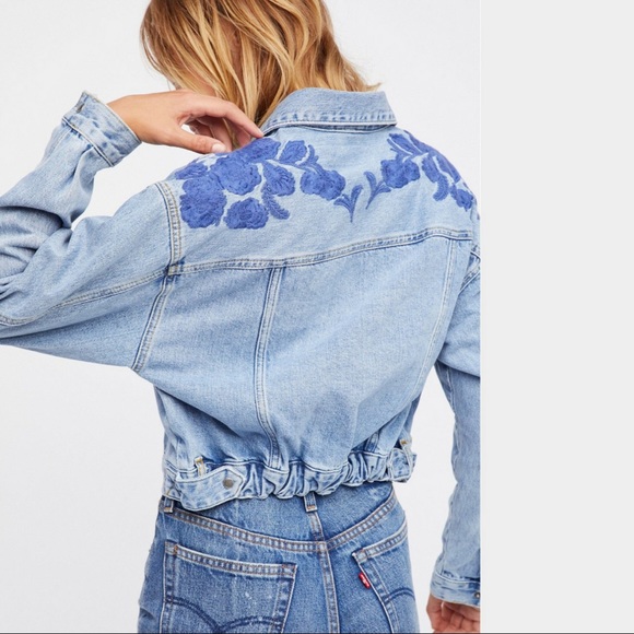 Free People | Jackets & Coats | Free People Cinched Back Denim Jacket ...